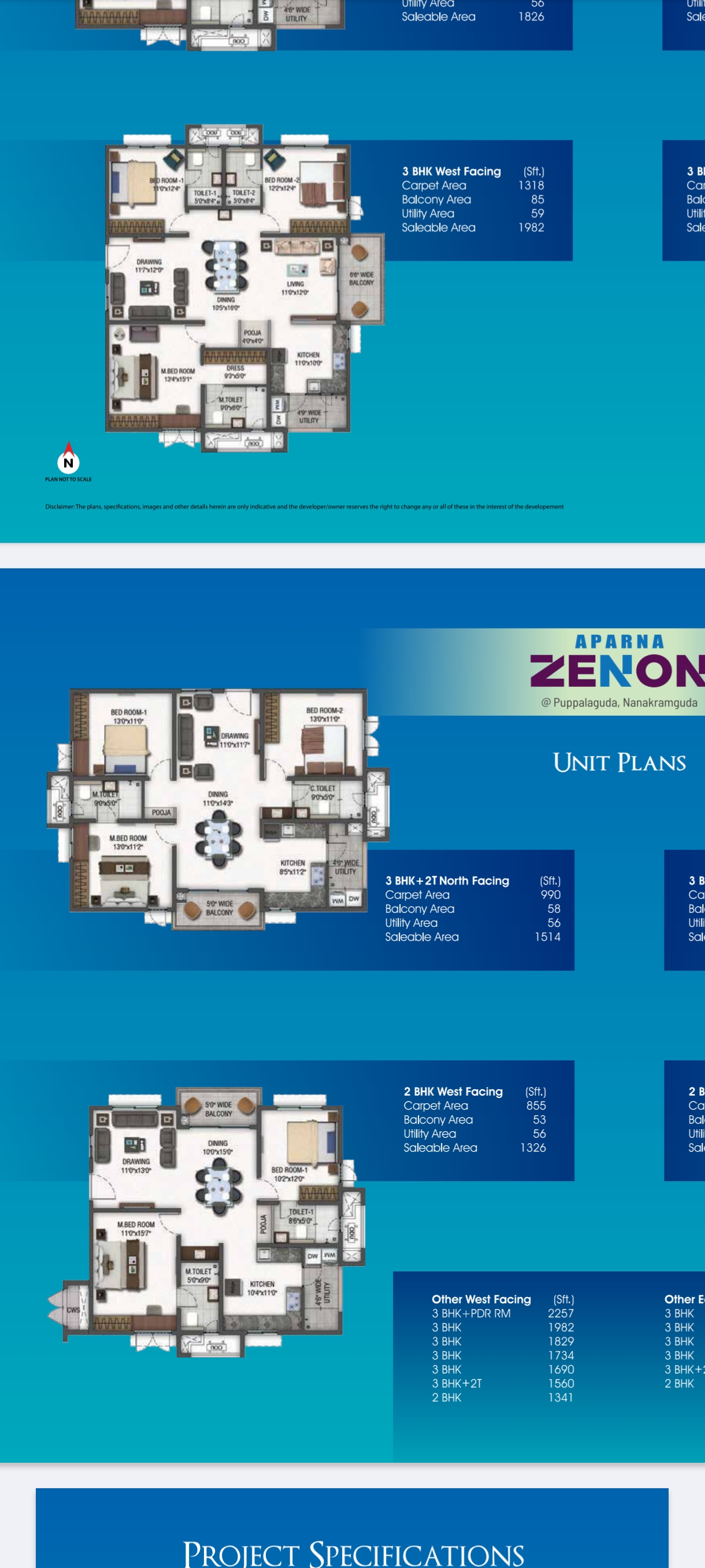 Resale 2 Bedroom 1243 Sq.Ft. Apartment in Aparna Zenon, Puppalaguda ...